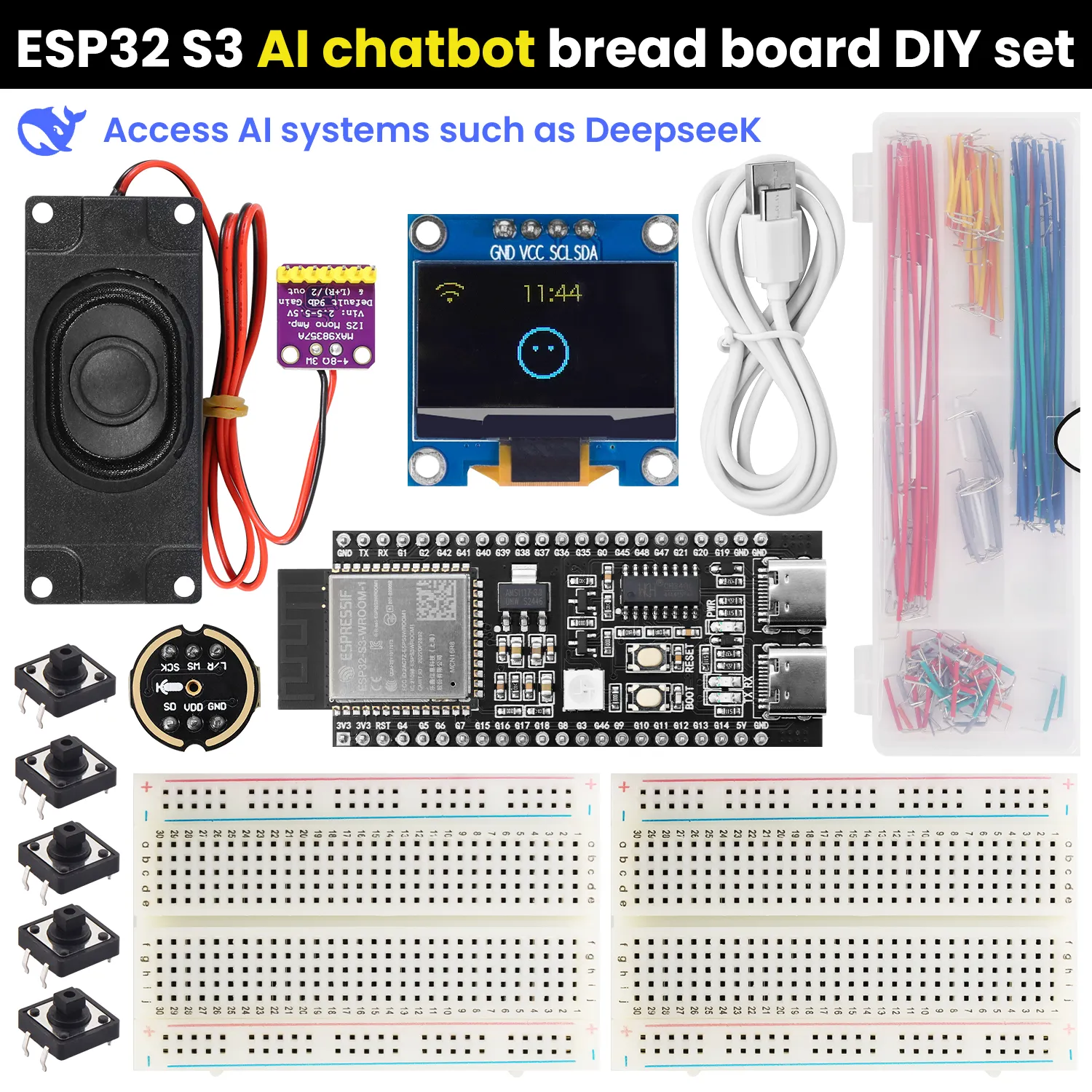 ESP32 | AI Chatbot Breadboard DIY Electronic Kit with 128x64 OLED ...